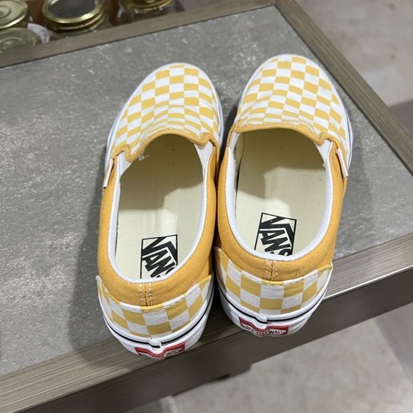 Vans | Shoes | Vans Yellow Checkered Slipon Shoes | Poshmark